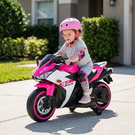 12V Kids Motorcycle for 3-5 Years ,2 Seat Electric Ride on Toys with ...