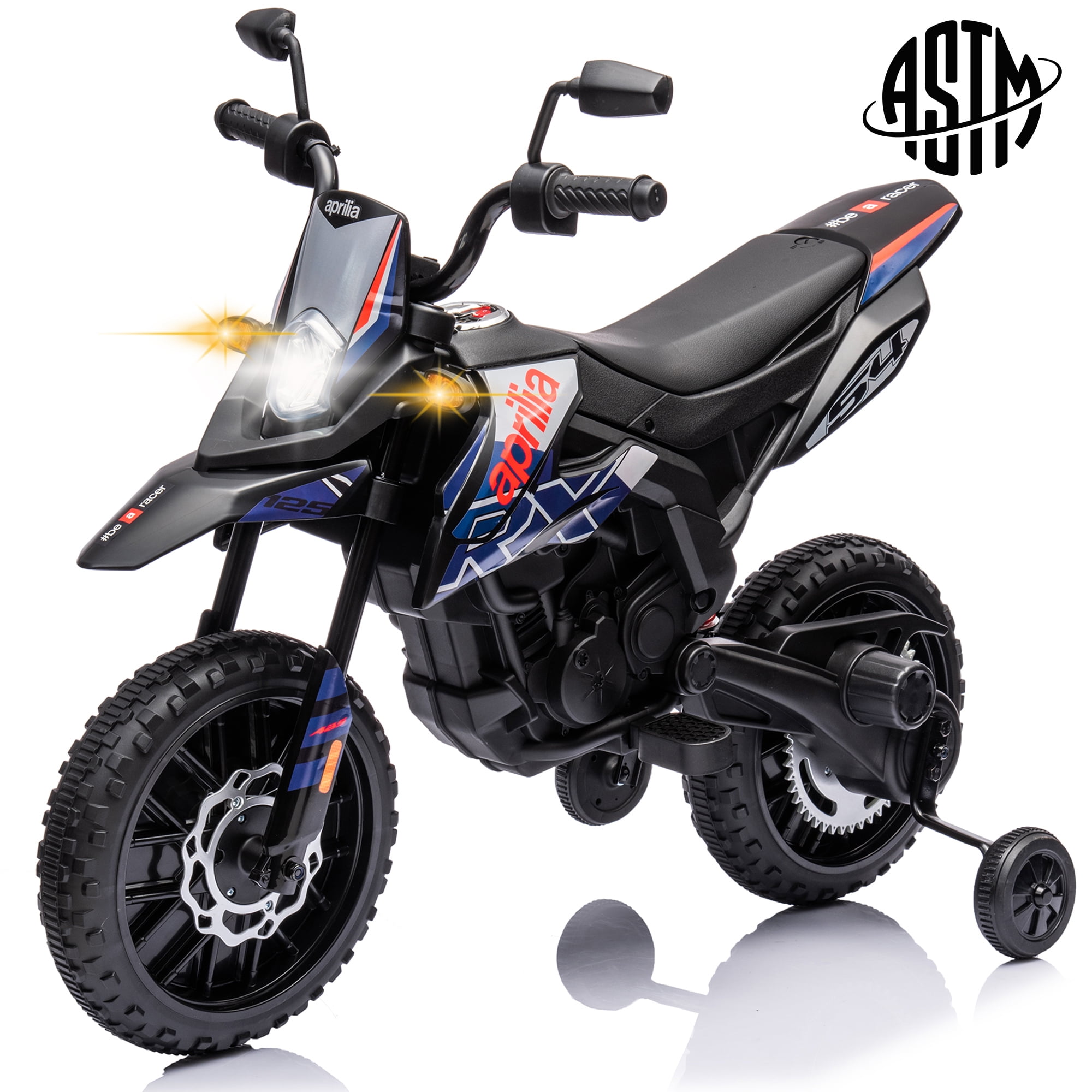 12V Kids Powered Dirt Bike Electric Motorcycle with Training Wheels ...