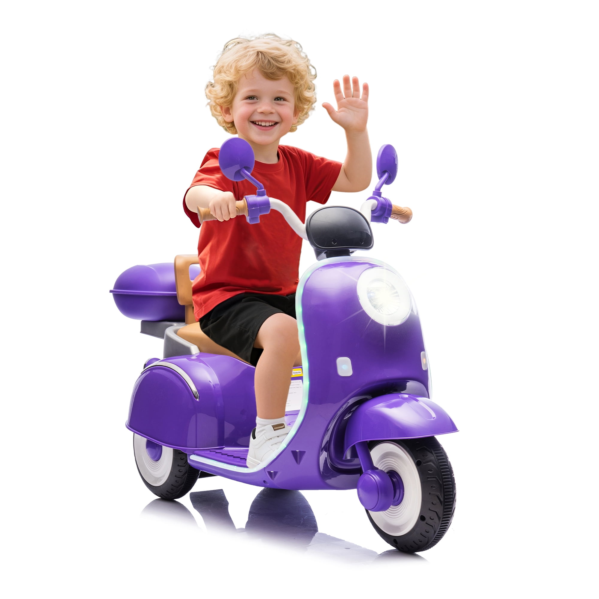 Okybaby 12V Kids Ride On 3-Wheel Electric Motorcycle with Waterfall ...