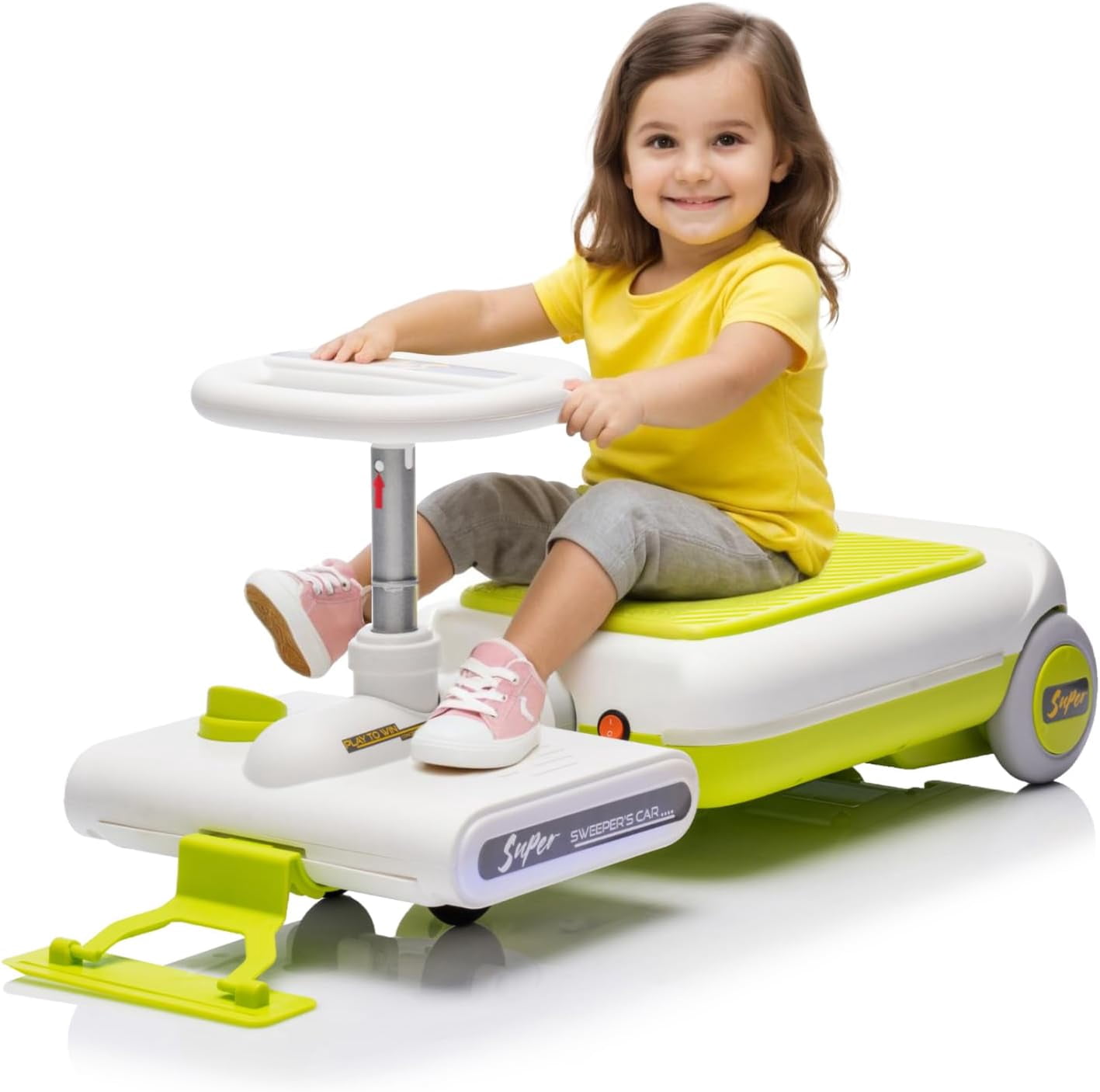 12V Kids Ride on Car with Cleaning Fun, Battery Powered Motorized ...