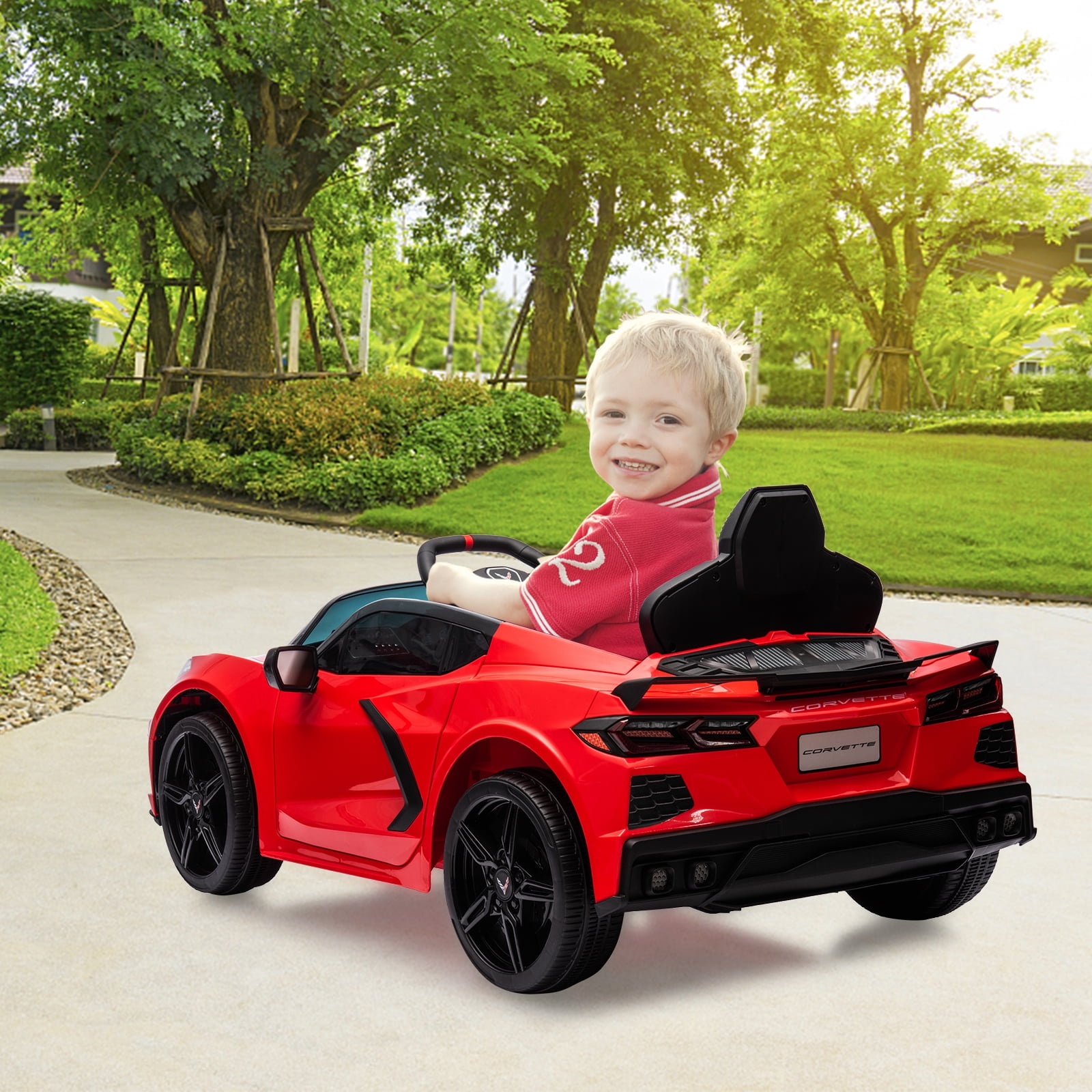 12V Kids Ride on Car, Licensed Corv-ette Battery Powered Car, Toddles ...