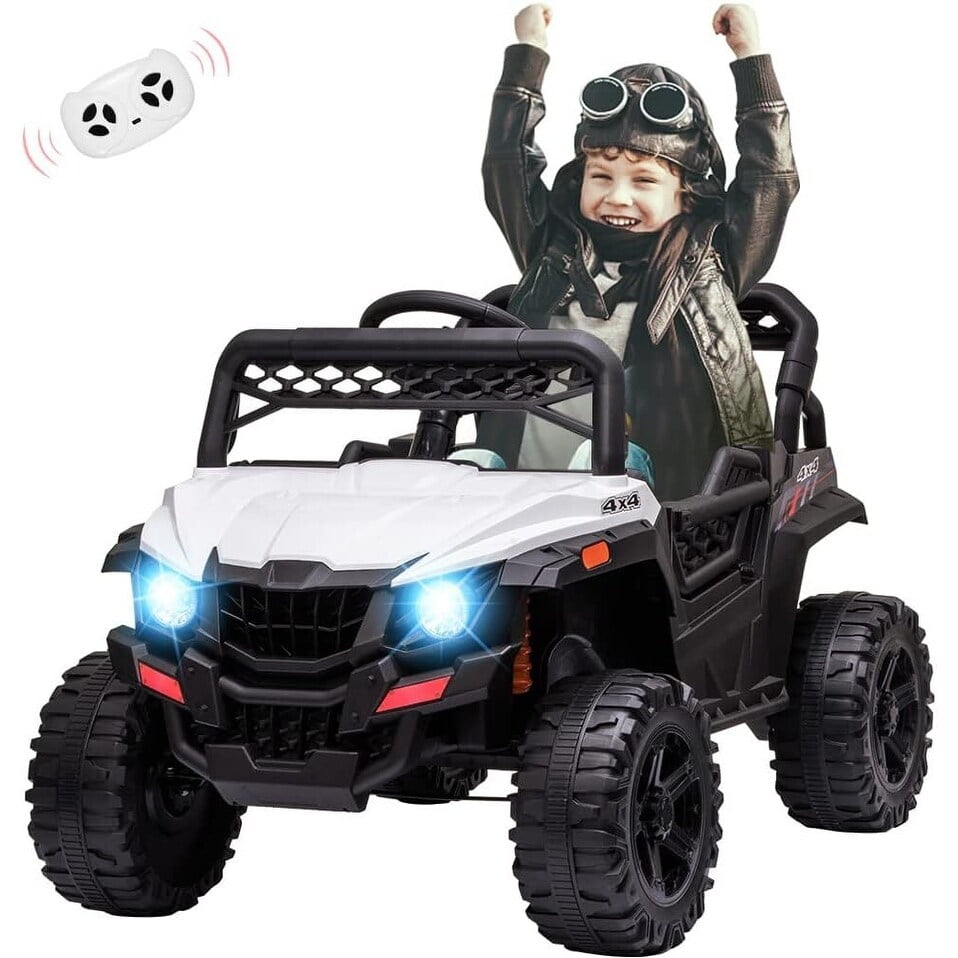 12V Kids Ride On Car UTV with Parent Remote Control White - Walmart.com