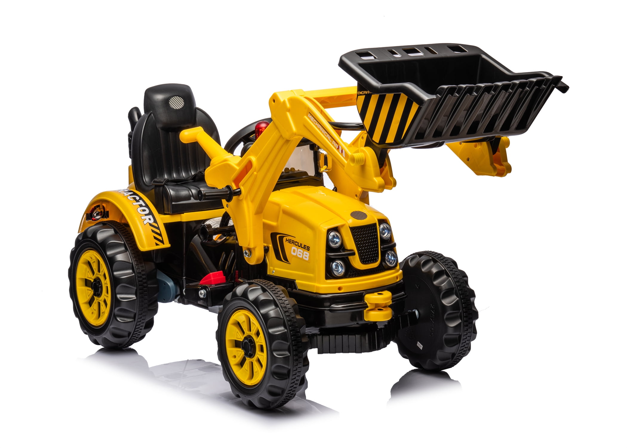 12V Kids Ride-On Excavator with Functional Digger, 2 Speeds, Safety ...