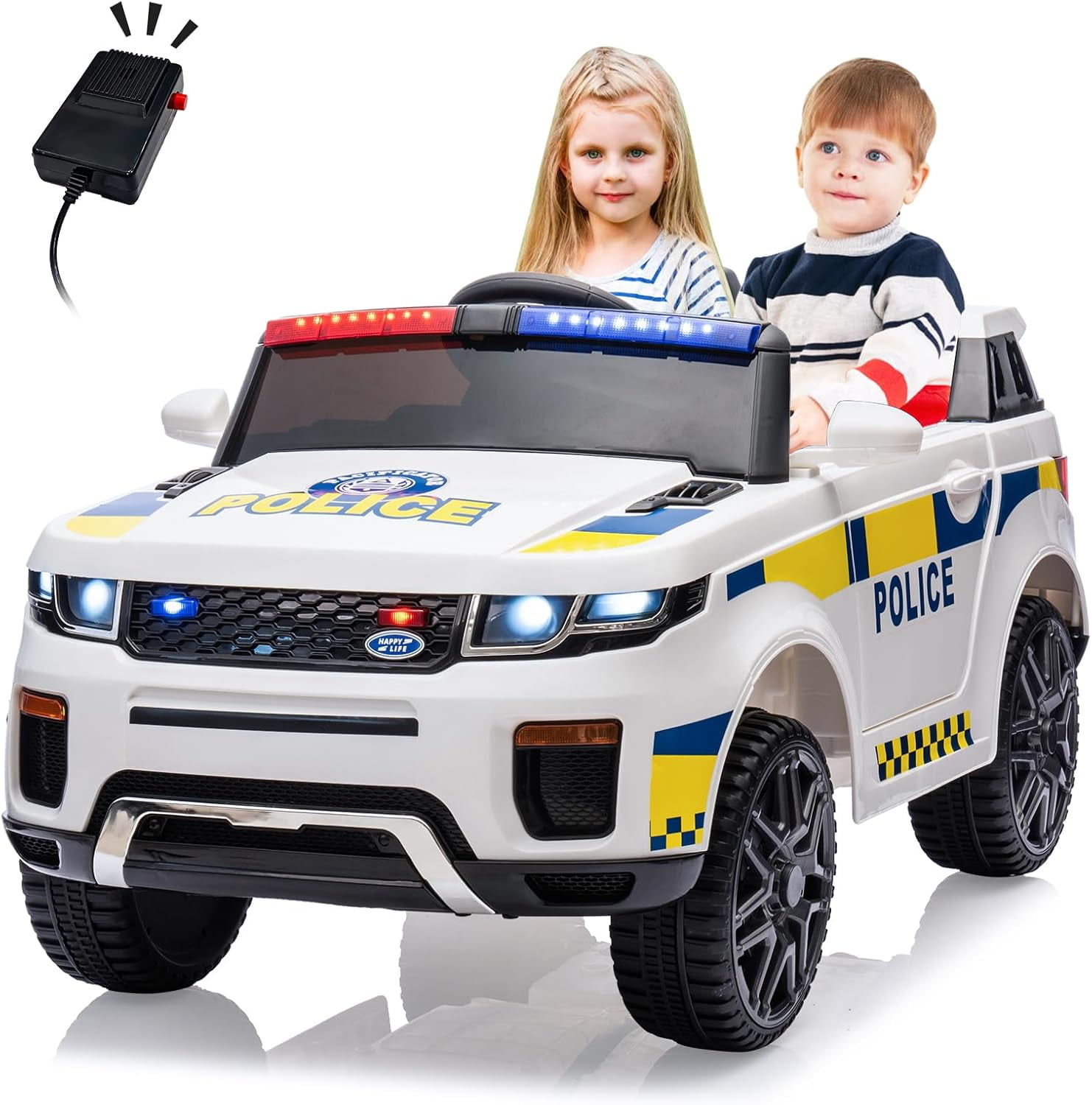12V Kids Ride-On Police Car – Electric Toy Truck with Remote Control ...
