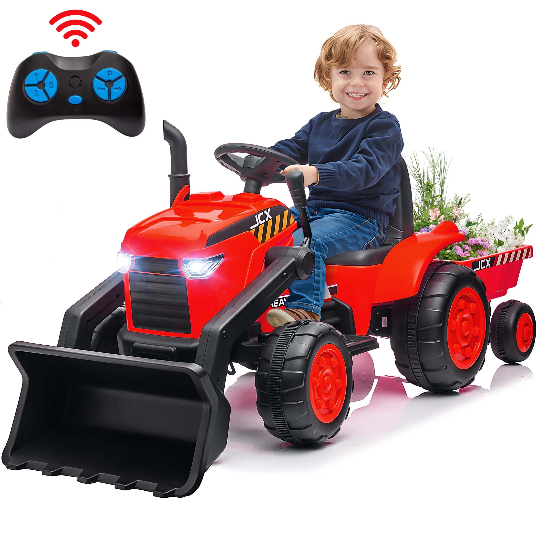 12V Kids Ride on Tractor, Ride on Toy Car with Remote Control, Electric ...