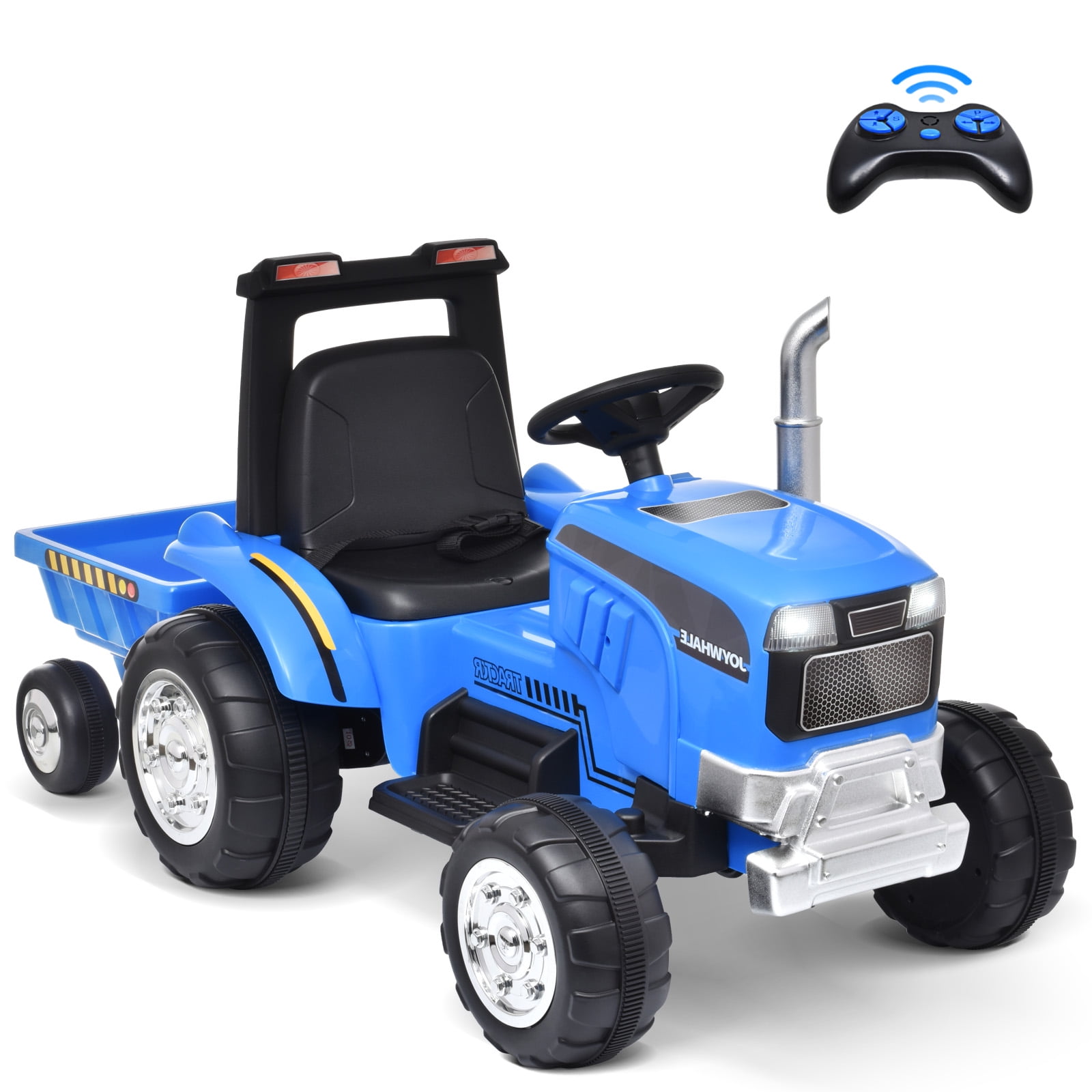 12V Kids Ride on Tractor with Trailer Battery Powered Toy Motorized Car ...