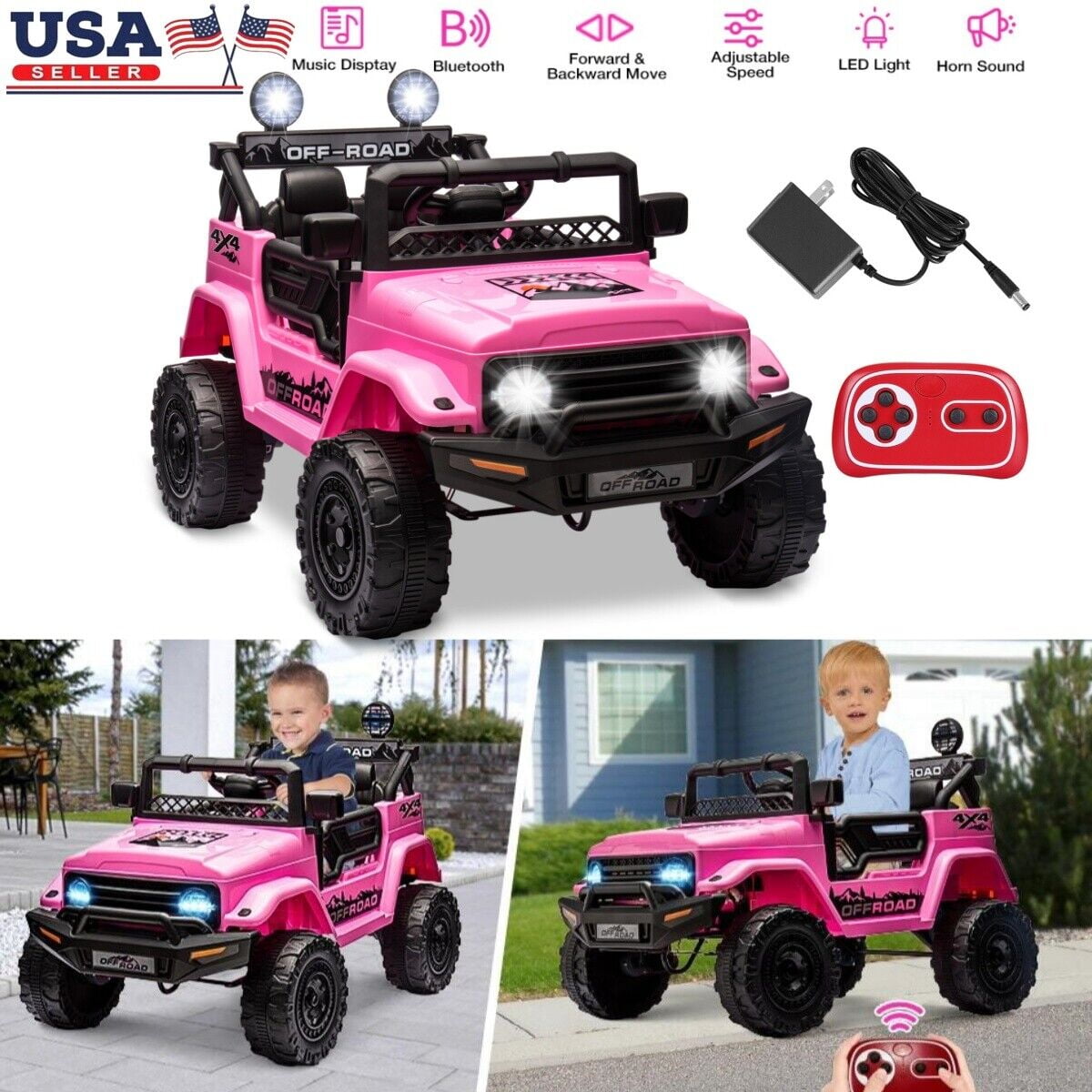 CURUK 12V Electric Kids Ride-On Jeep, 2-Seater Off-Road SUV with Remote ...