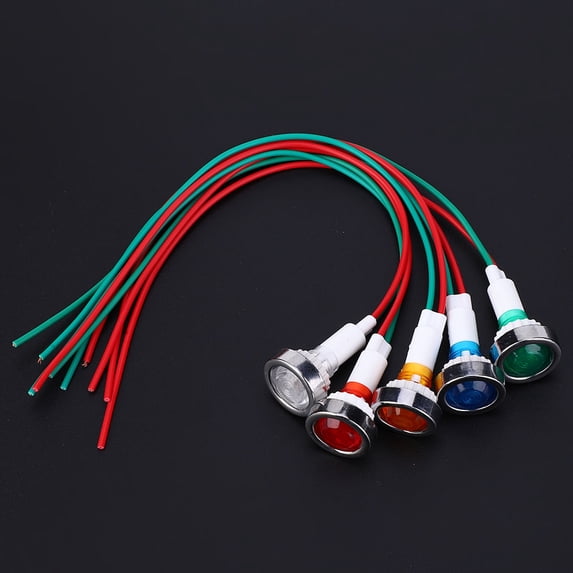 12V LED Indicator Lights, 15pc Kit, Red, Green, Yellow, Blue, White ...