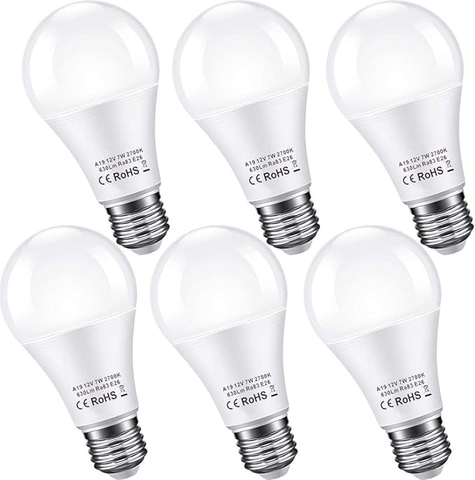 12V LED Light Bulb 60Watt Equivalen E26 7W 630Lm 12 Volt Low Voltage Lights AC/DC 11-18V A19 ...