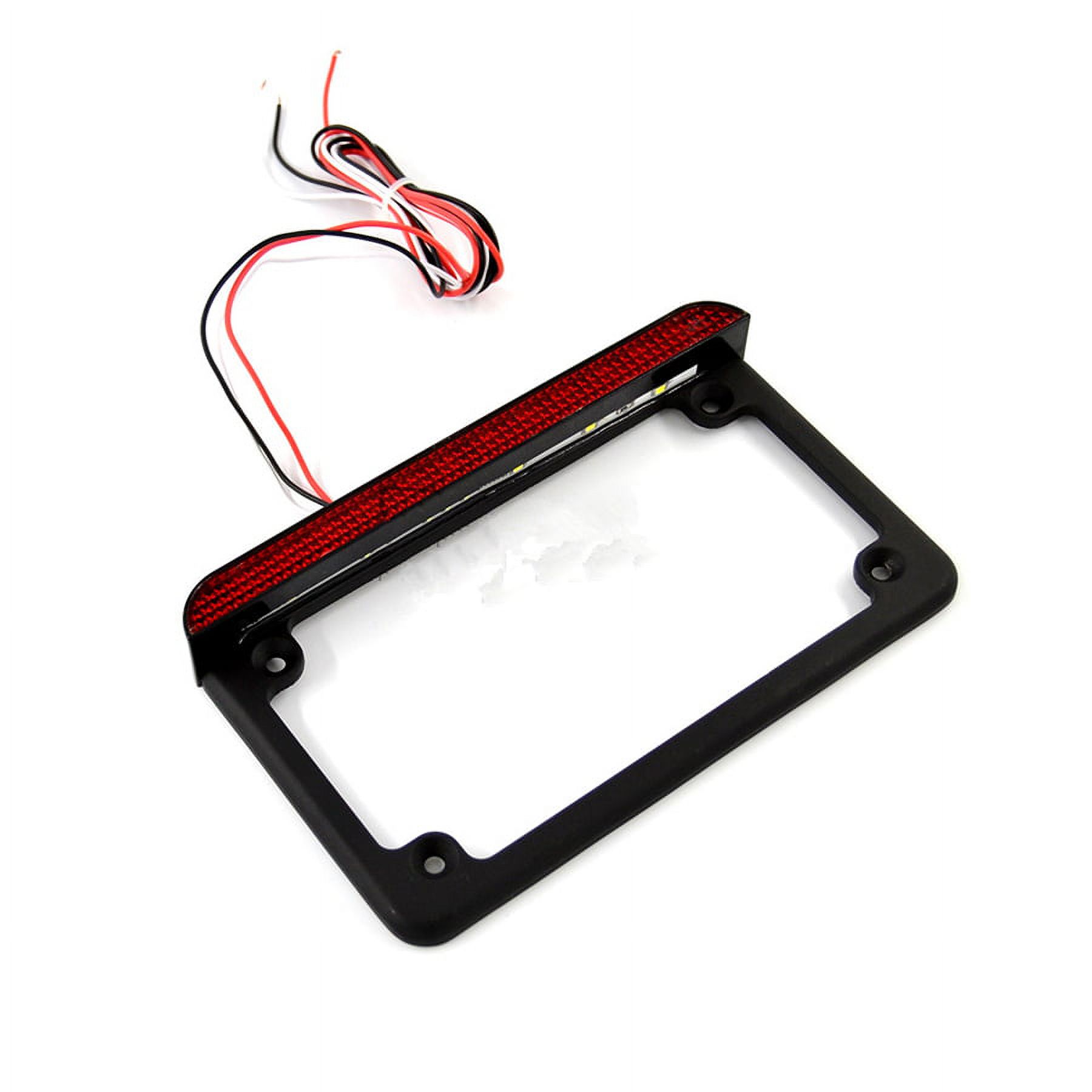 12V LED Motorcycle License Plate Mounting Frame w/ Tail Brake Light for ...