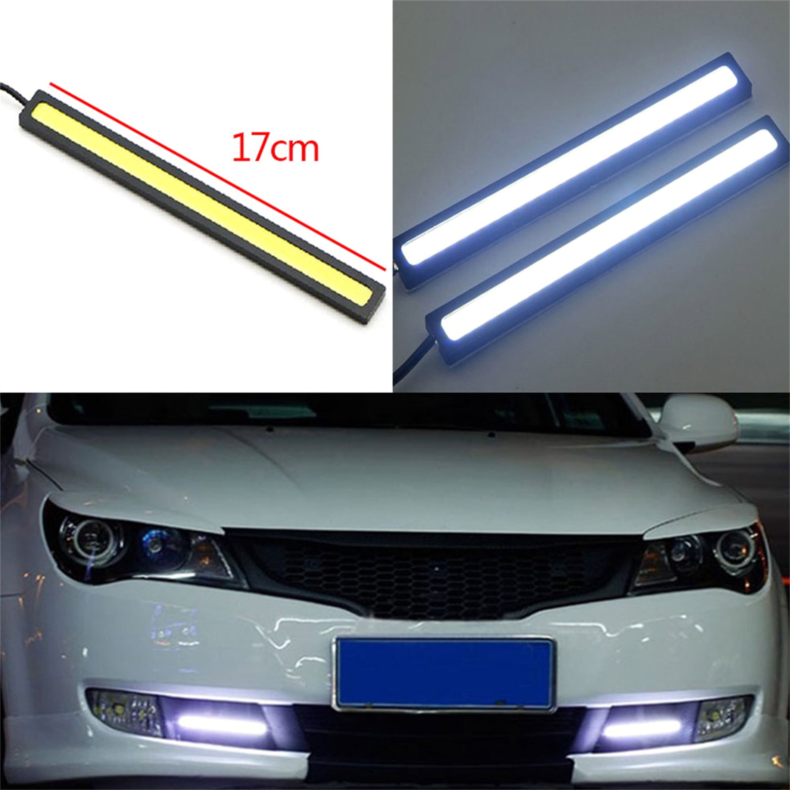 12V LED STRIP DRL DAYTIME RUNNING LIGHTS FOG COB CAR LAMP DRIVING WHITE ...
