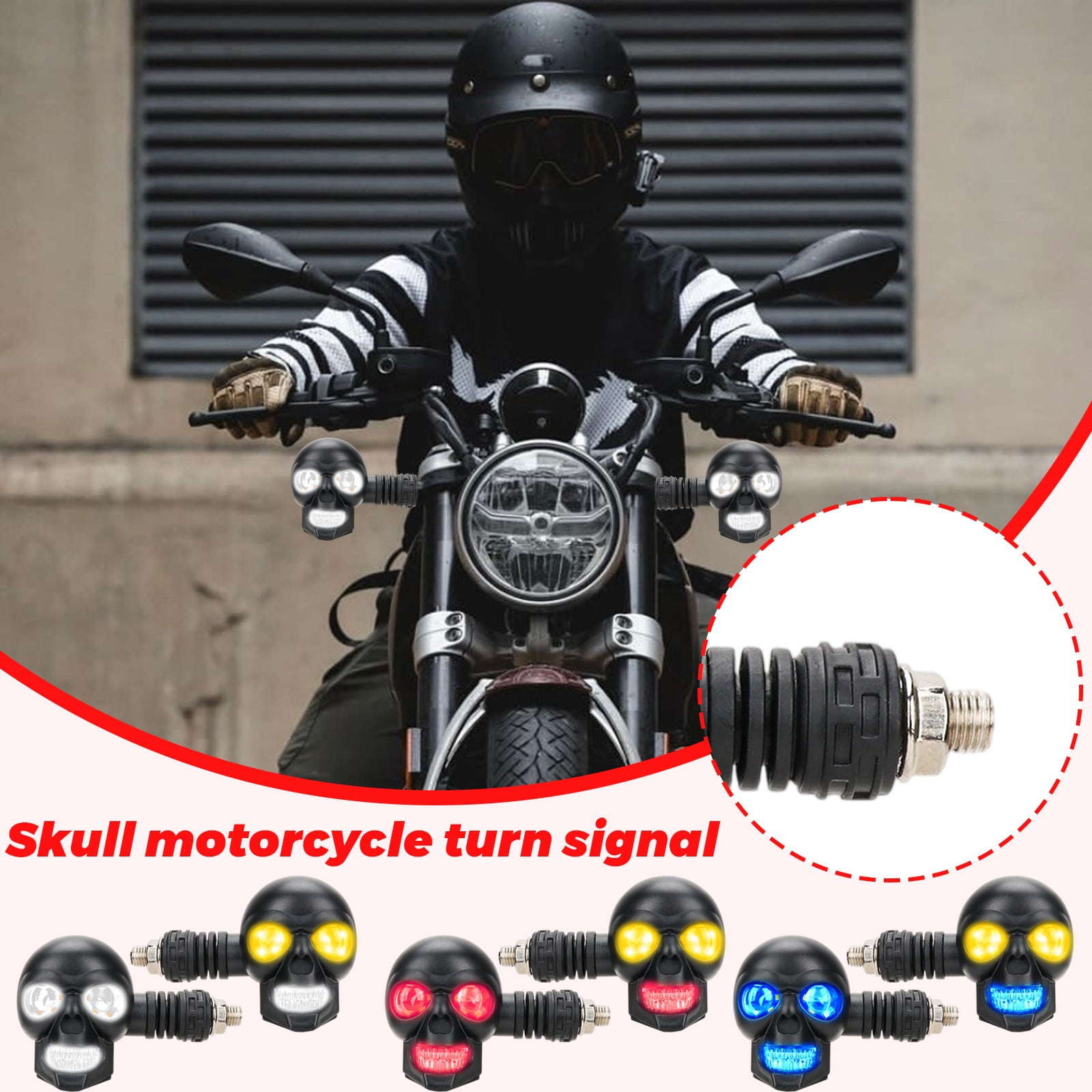 12V LED Skull Headlights for Motorcycle – Turn Signal Auxiliary Lights ...