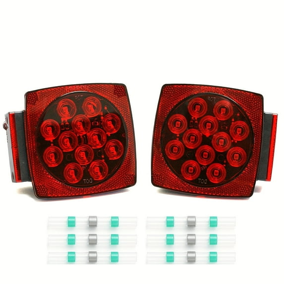 12V LED Trailer Lights, Red White 2 Square Trailer Lights & 6 ...