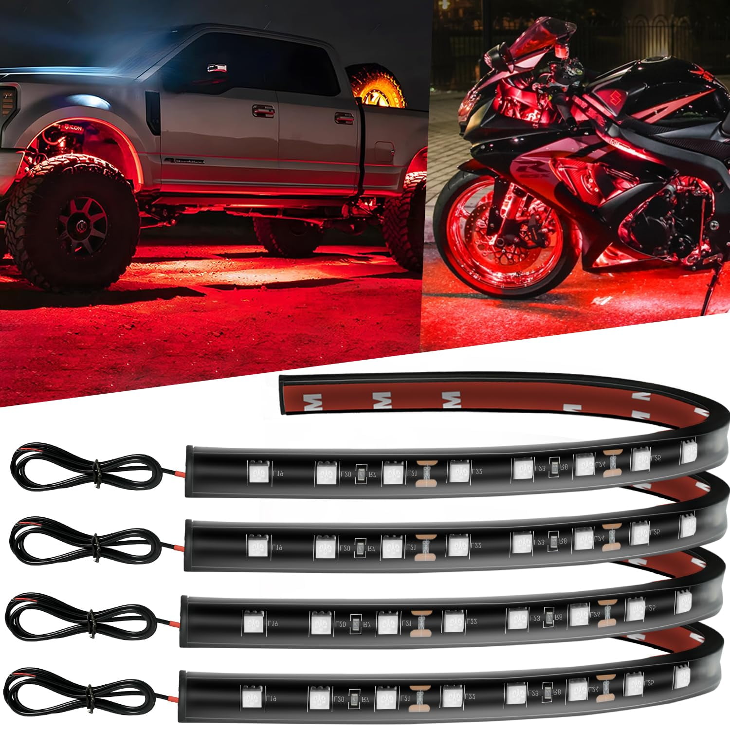 12V Led Light Strip IFF17 12.7" Waterproof Red Led Light Strips for Car ...