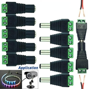 Guy-Tech 10 Pairs 12V Male+Female 2.1x5.5MM DC Power Jack Plug Adapter Barrel Connector for CCTV ...