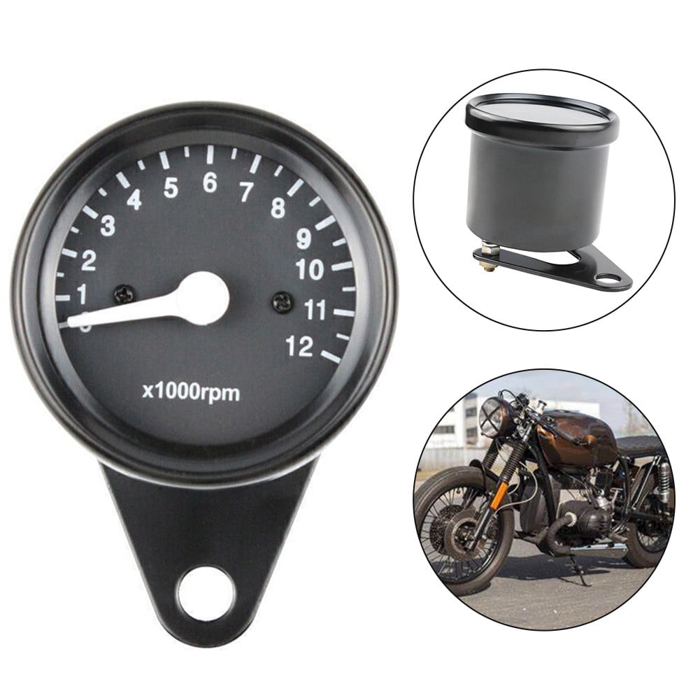 12V Metal Motorcycle LED Analog Tachometer 12000RPM Black Universal - Walmart.com