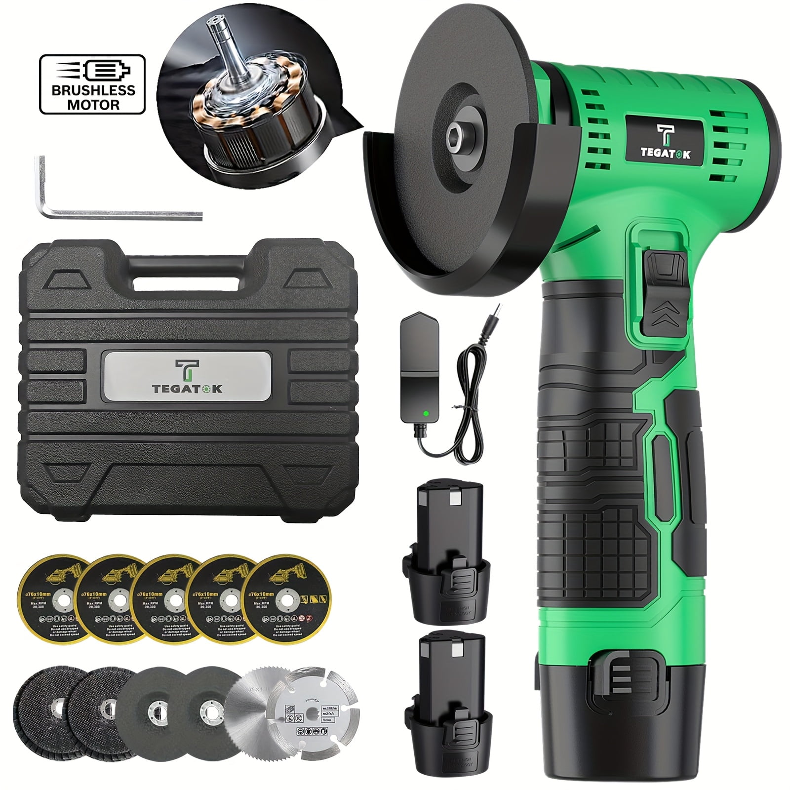 12V Mini Cordless Angle Grinder Set - 19500RPM Polishing Grinding ...