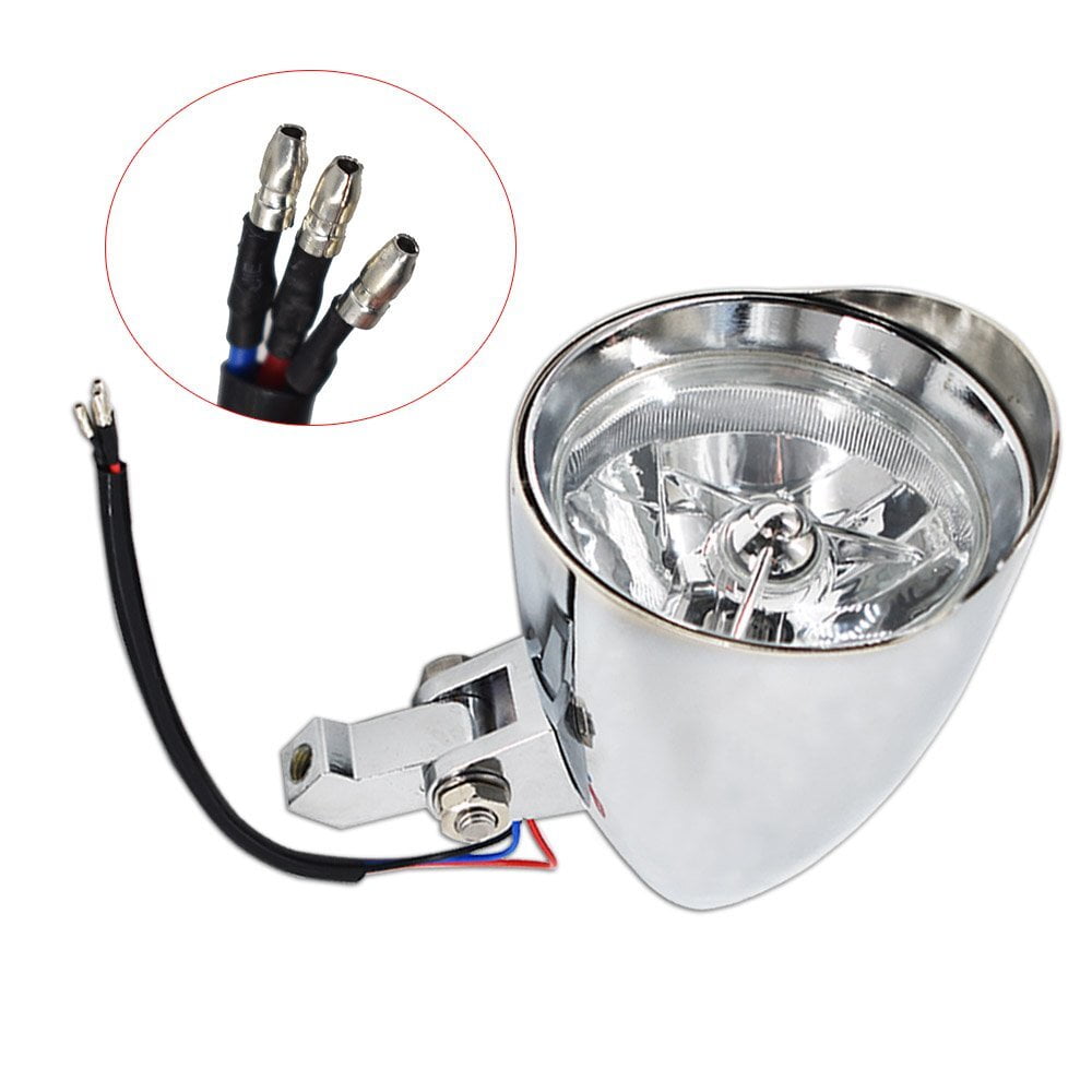 12V Motorcycle Chrome Visor Headlight Lamp For Bobber Chopper Dyna ...