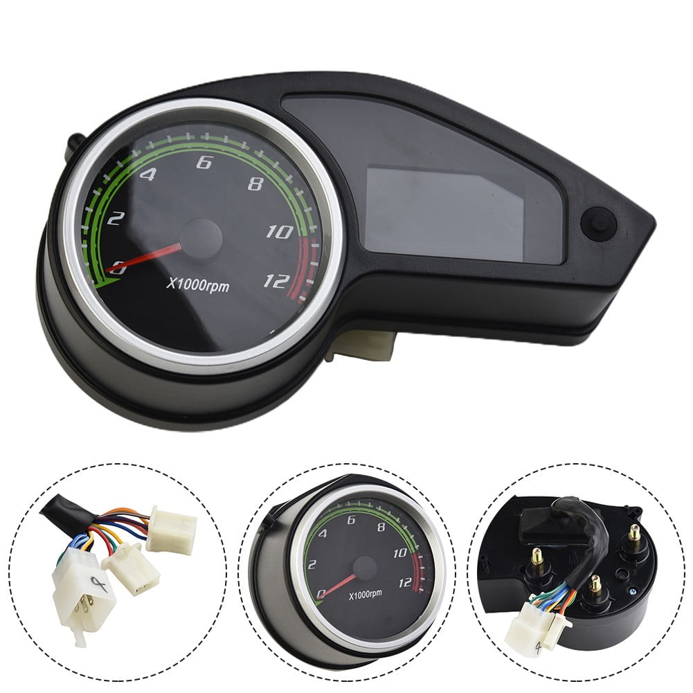 12V Motorcycle LCD Digital Odometer Speedometer Tachometer Gauge Meter ...