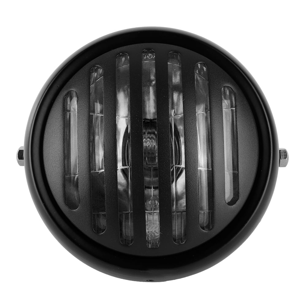 12V Motorcycle Retro Black Shell Grill Cover Headlamp Front Headlight ...