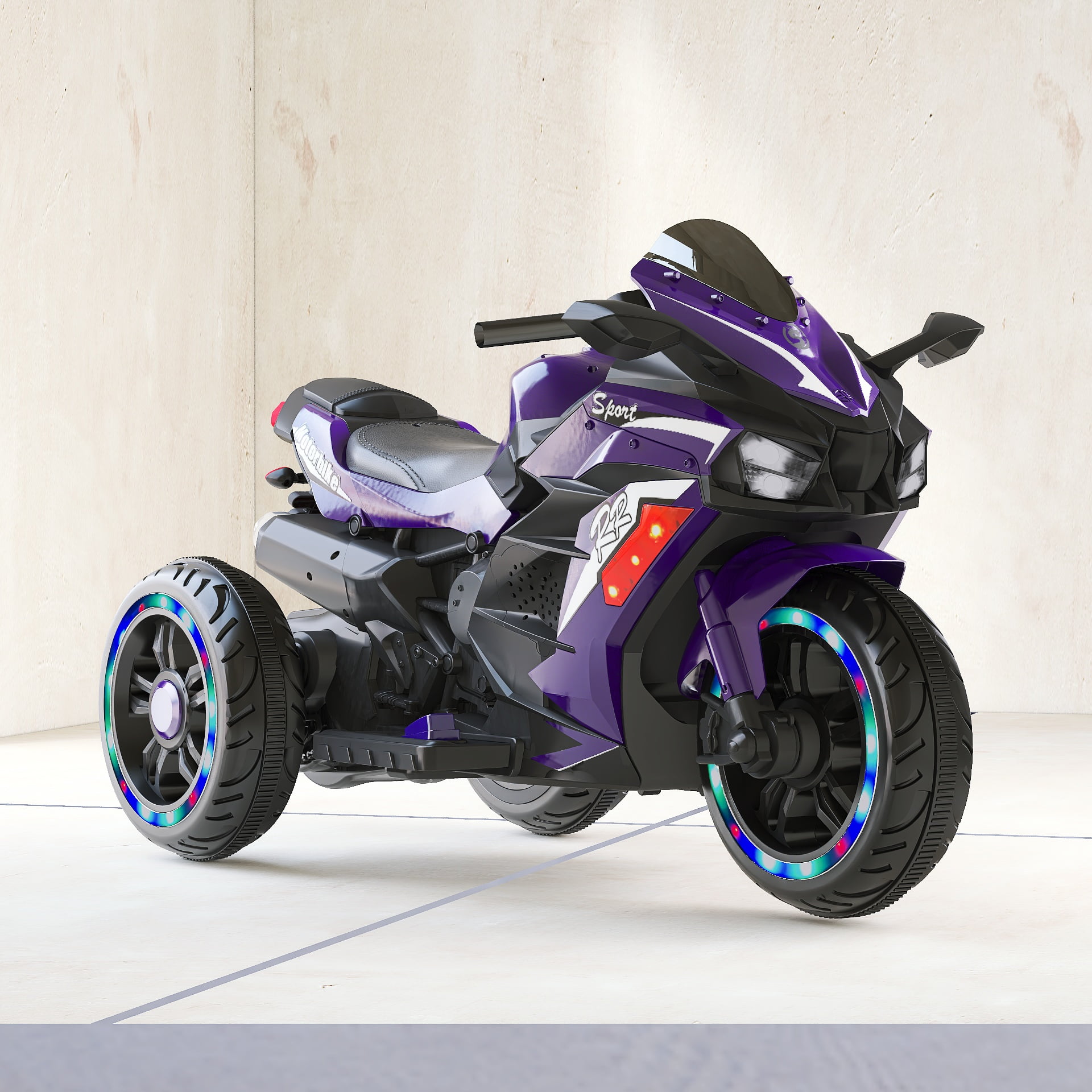 HNH Electric Motorcycle for Kids, 12V Battery Powered Ride on Toys, 3 Wheels Motorcycle with LED ...