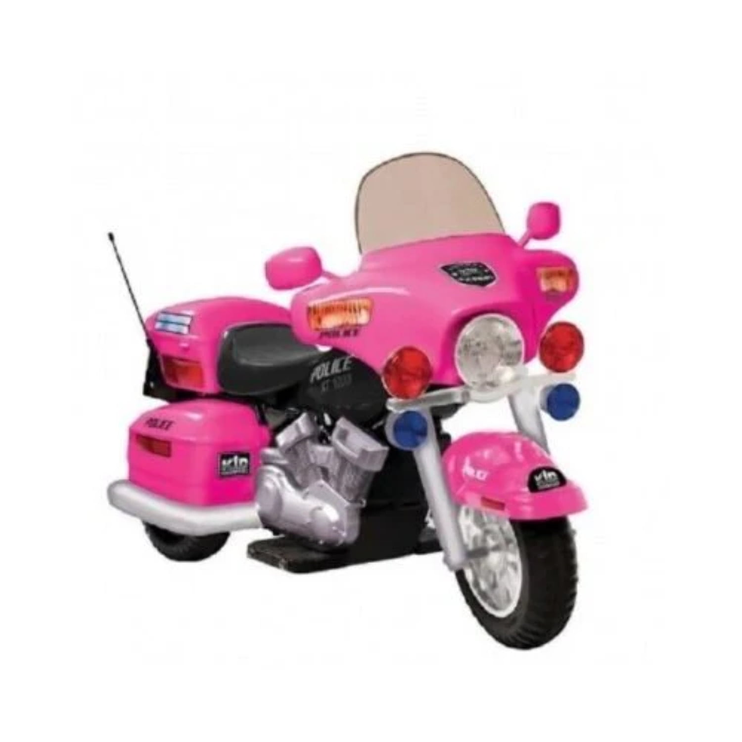 12V Pink Electric Police Motorcycle Toy for Kids - Battery Powered Ride ...
