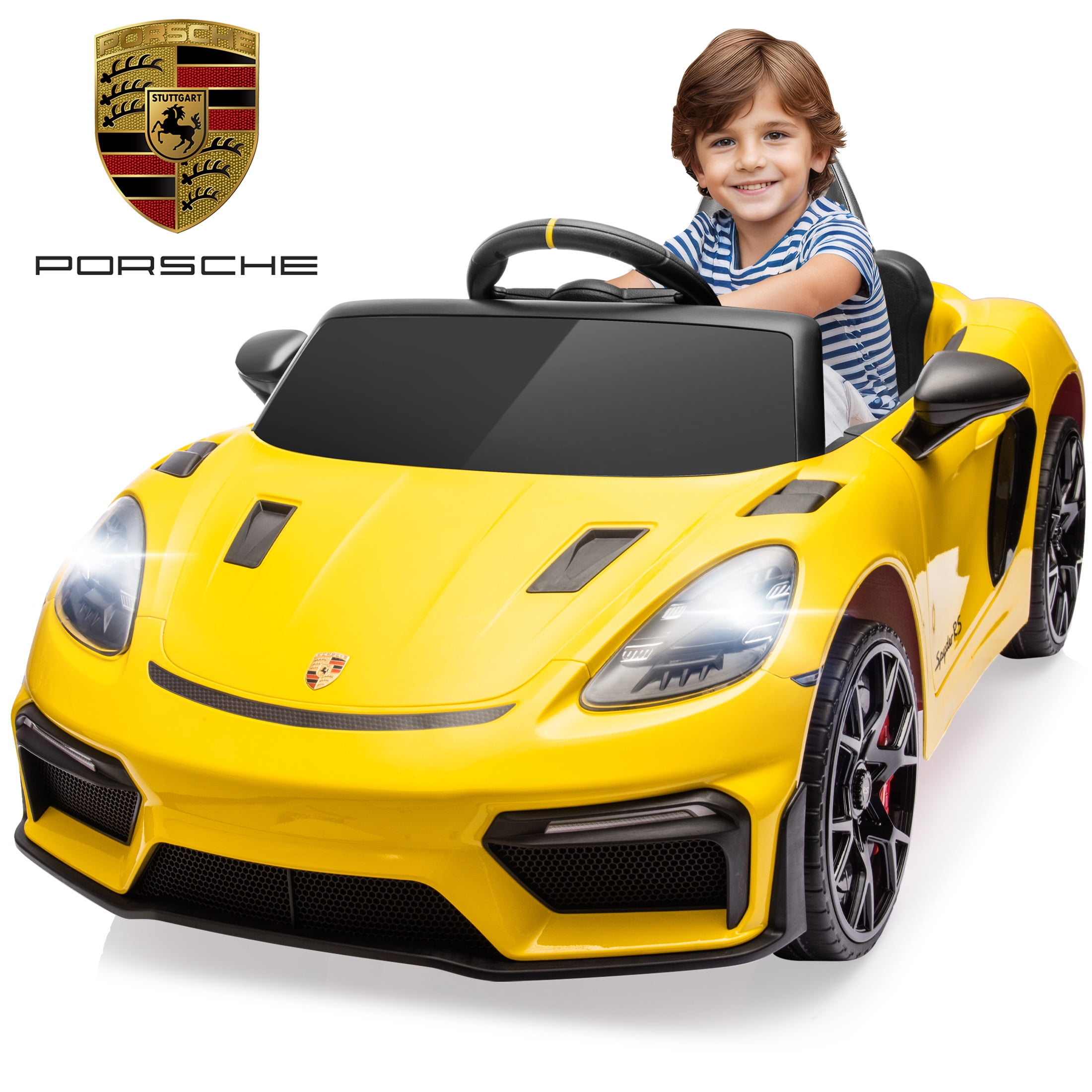 12V Porsche 718 Spyder Kids Ride on Toys Car with Parents Control ...