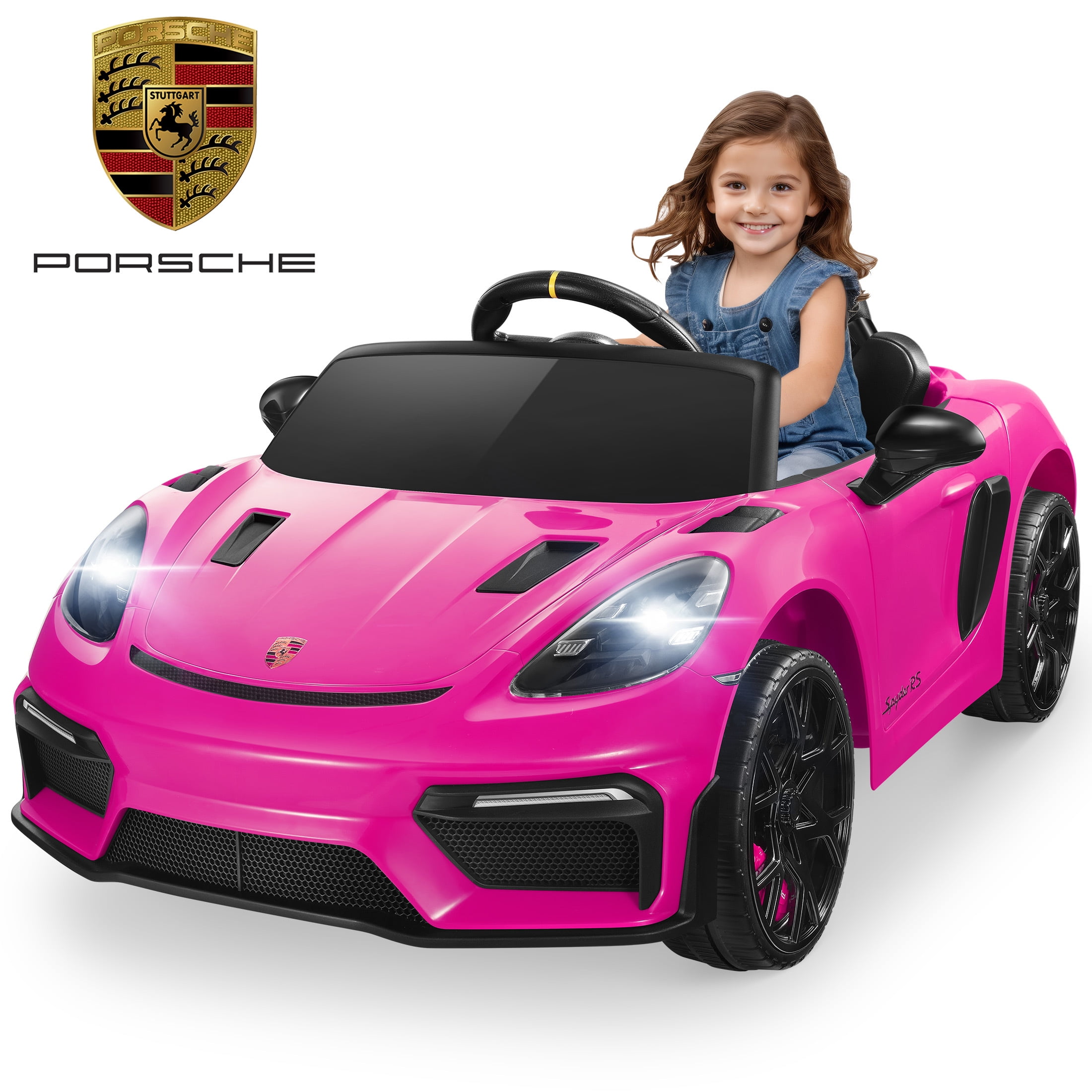 12V Porsche 718 Spyder Kids Ride on Toys Car with Parents Control ...