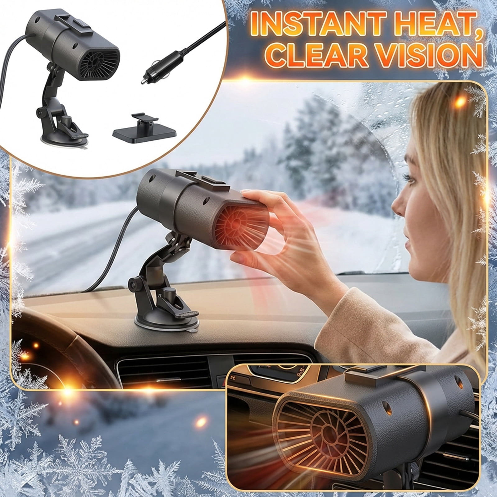 12V Portable Car Heater Defroster Fan, 2 in 1 Car Windshield Defogger ...