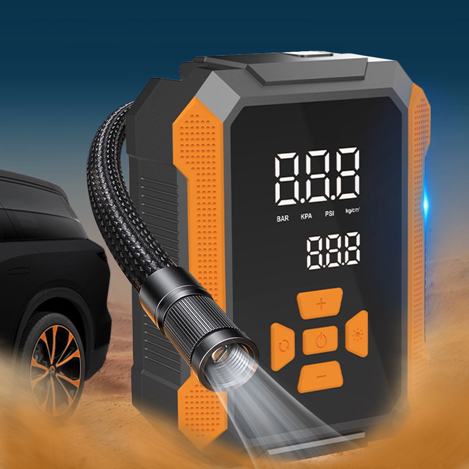 12V Portable Digital Tire Inflator Pump with Preset Pressure & LED ...