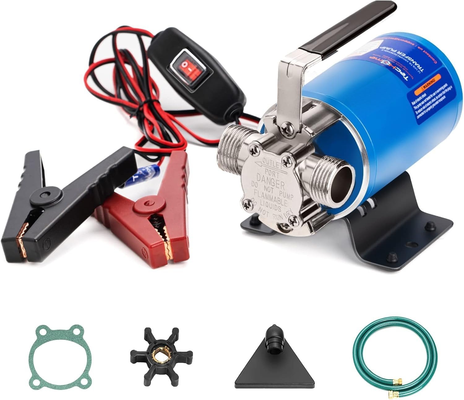 12V Portable Utility Water Transfer Pump, with /OFF and Suction Hose ...