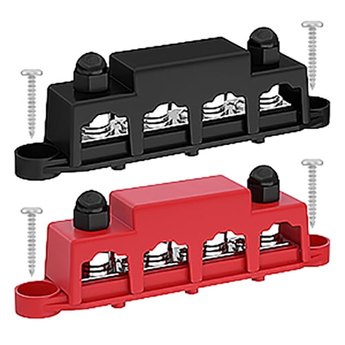12V Power Distribution Block 250A Bus Bar Terminal Block 4 x 3/8" Terminal Studs 3 x #8 Terminal ...