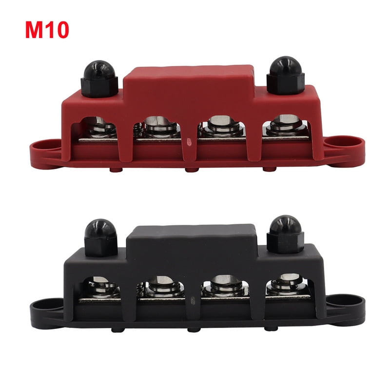 12V Power Distribution Block 250A Bus Bar Terminal Block with Cover 4 X 3/8" Terminal Studs 3 X ...