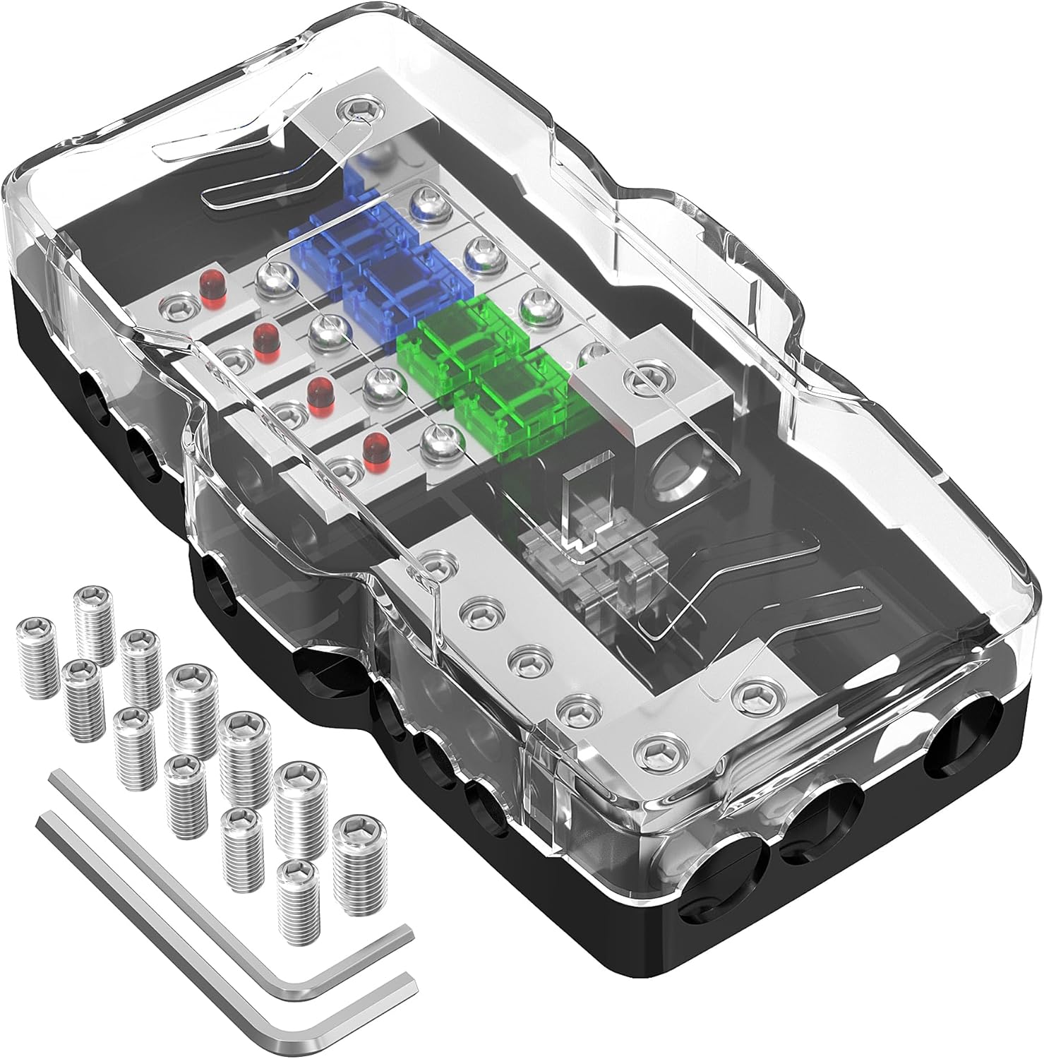 12V Power Distribution Block Car Audio Amp Splitter 2 Way 0/2/4 Gauge ...