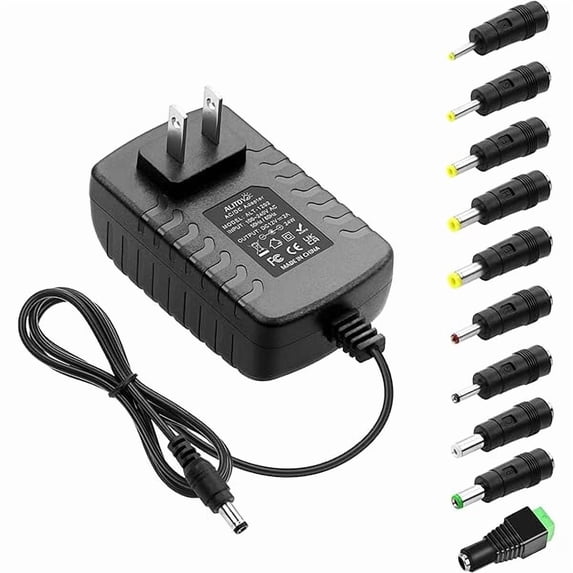 12V Power Supply 2A AC Adapter 100-240V 50-60HZ with 10 Tips, 12 Volt ...