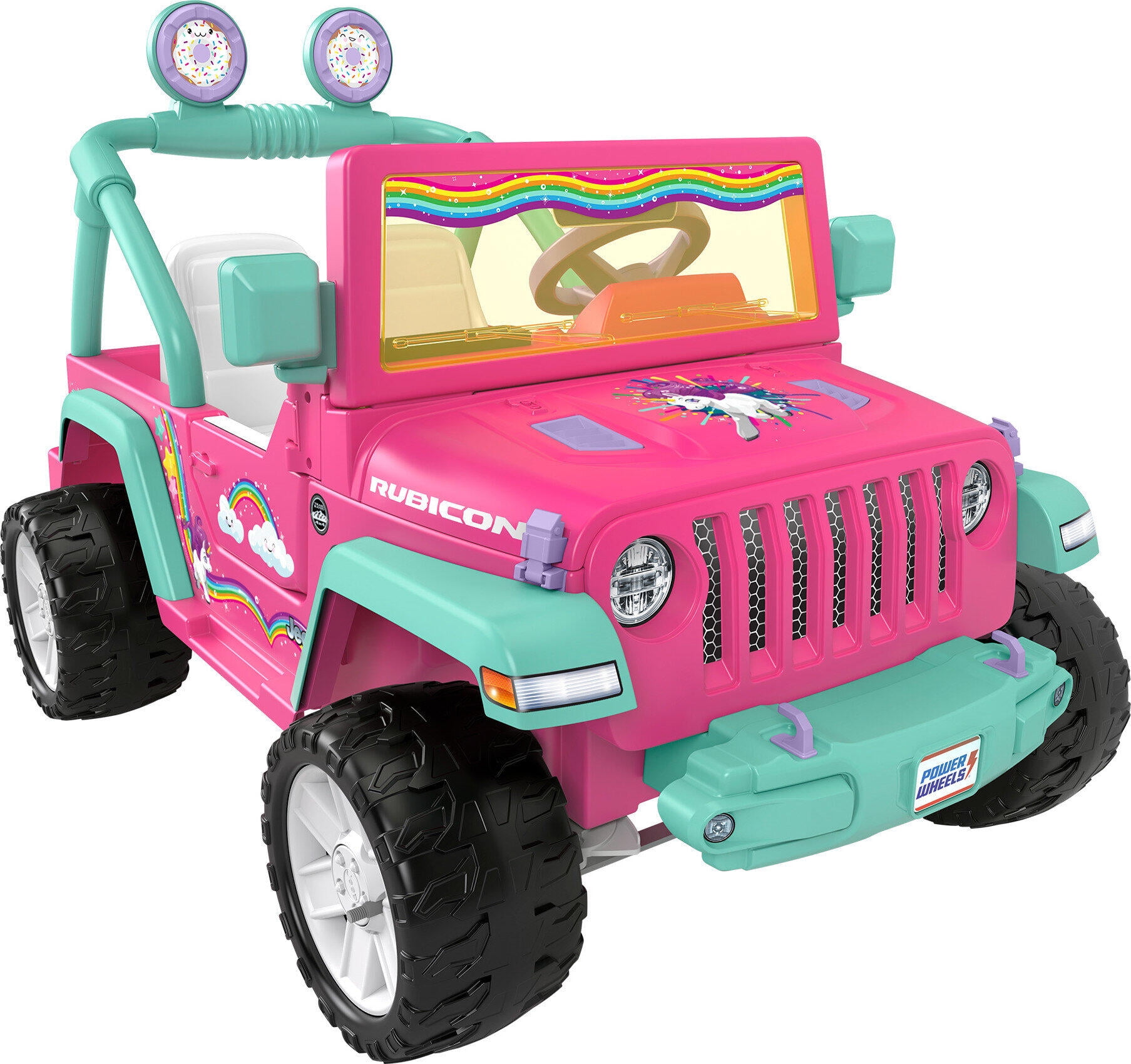 12V Power Wheels Rainbow Unicorn Jeep Wrangler Preschool Ride-on Toy ...