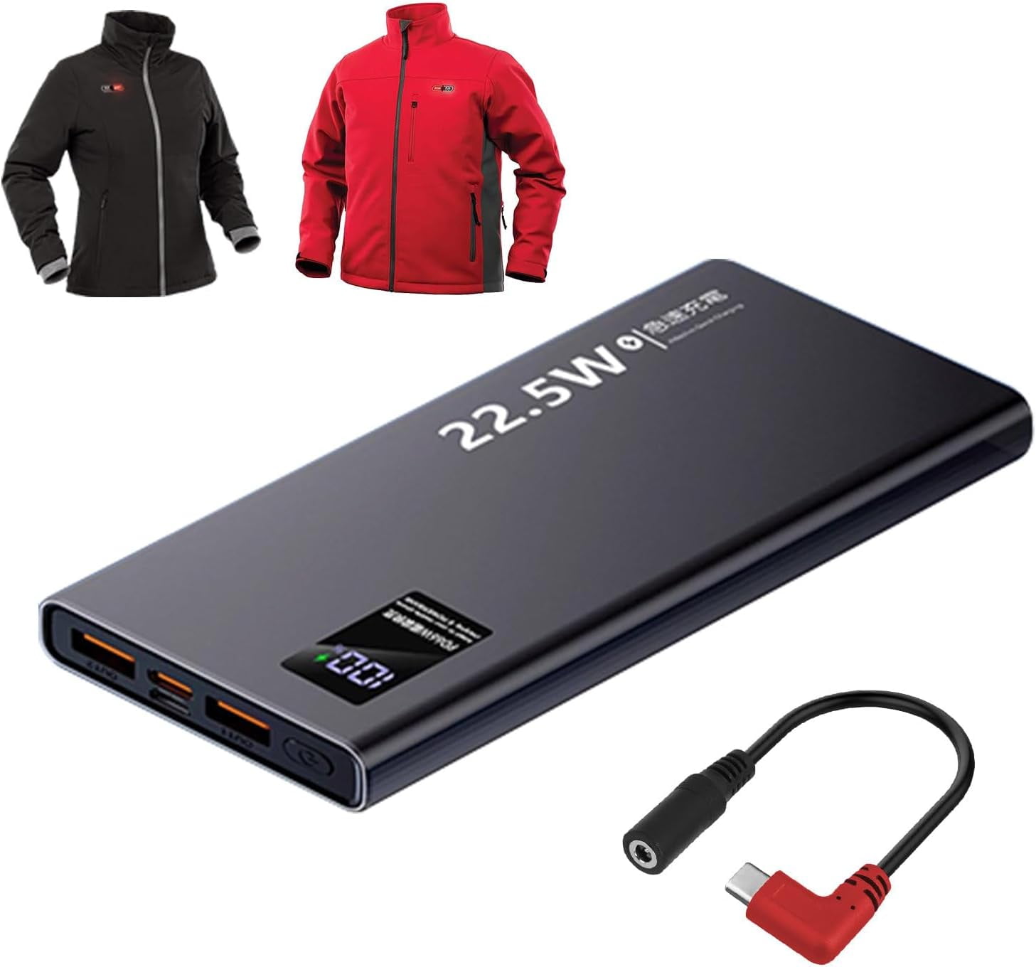 12V QC3.0 Heated Jacket Battery PD Power Bank with Type-C Step Up ...