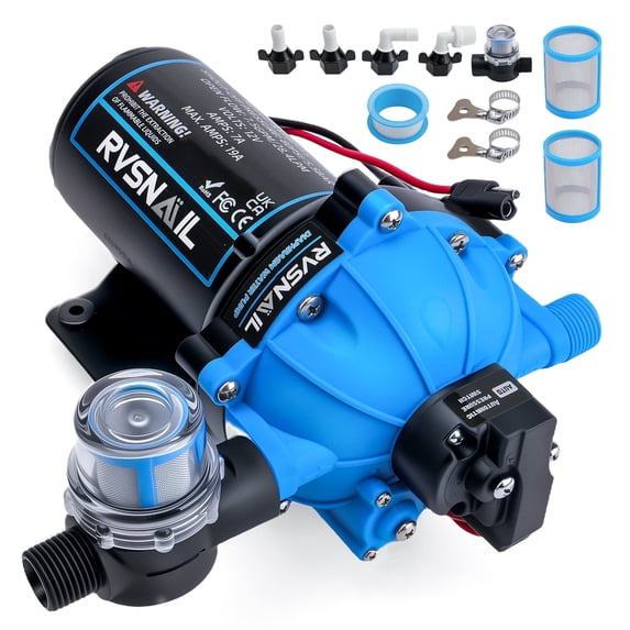 12V RV Fresh Water Pump 7.5GPM 80PSI, RV Water Pump 5-Chamber Self ...