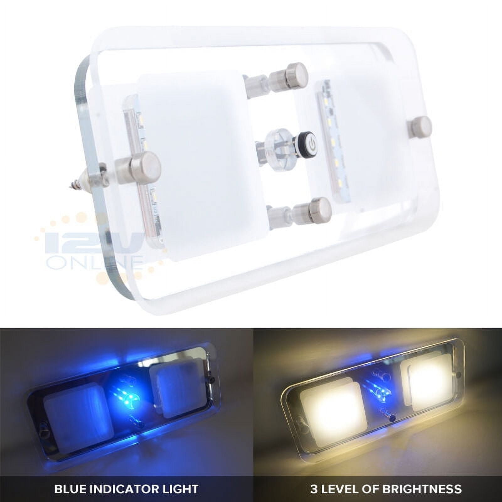 12V RV LED Crystal Panel Ceiling Light Warm W Motorhome Boat Interior ...