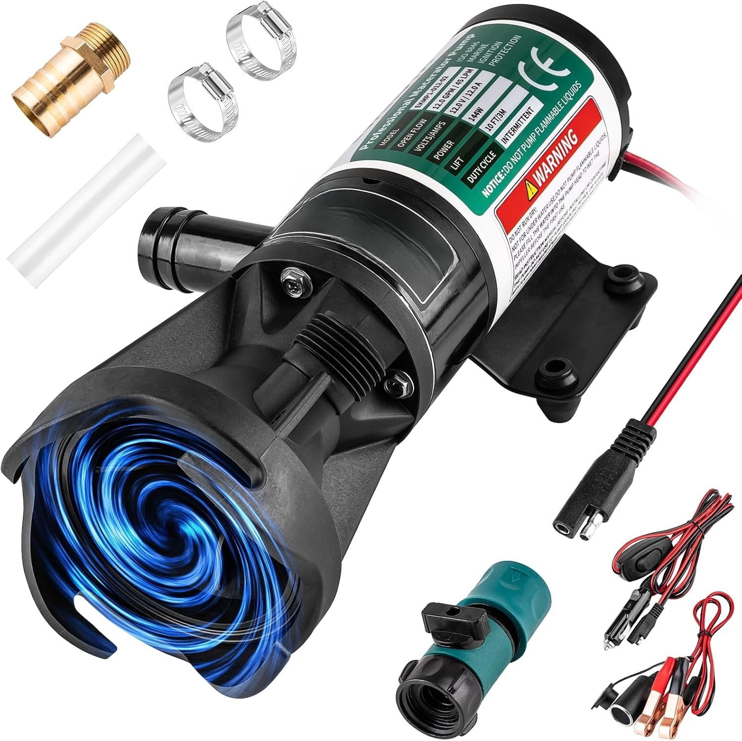 12V RV Macerator Pump, 12GPM Pump with Quick-Release & Garden Hose ...