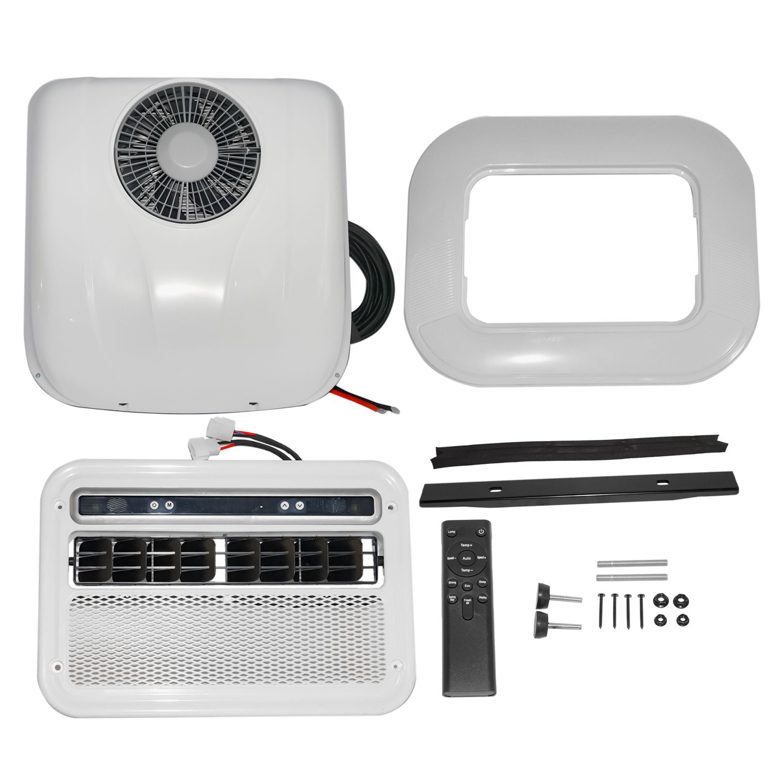12V RV Rooftop Air Conditioner Unit - White, 1600W Cooling, 30-60A, Low ...