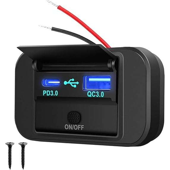 12V RV USB Outlet, 38W PD QC3.0 24V USB Car Charger Socket Power Outlet ...