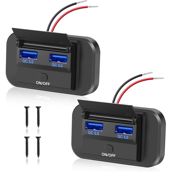 12V RV USB Outlet with Power Switch 36W Dual QC3.0 USB Quick Charge ...