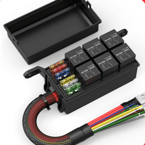 12V Relay Box 6 Way ,12 AWG Pre-Wired Waterproof Relay Box 6 Slot ATC ...