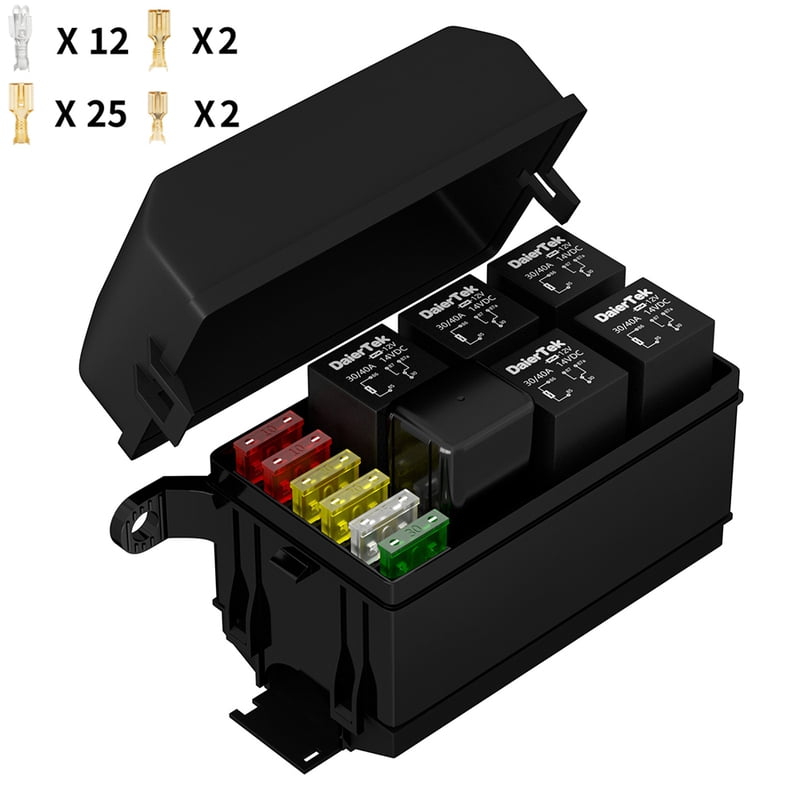 12V Relay Box Waterproof Kit 6 Way Universal Relay Fuse Box 6 Slots Relay Block ATC/ATO Fuse ...
