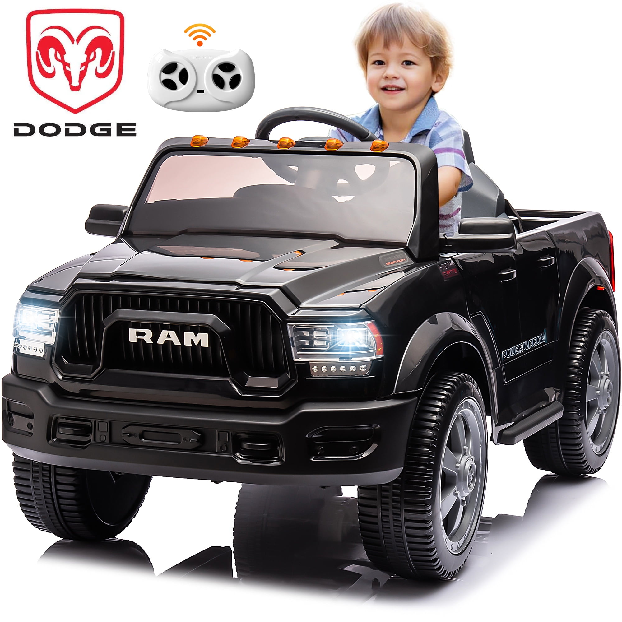iRerts 12V Dodge RAM 2500 Kids Ride on Car Bluetooth LED Lights Remote ...
