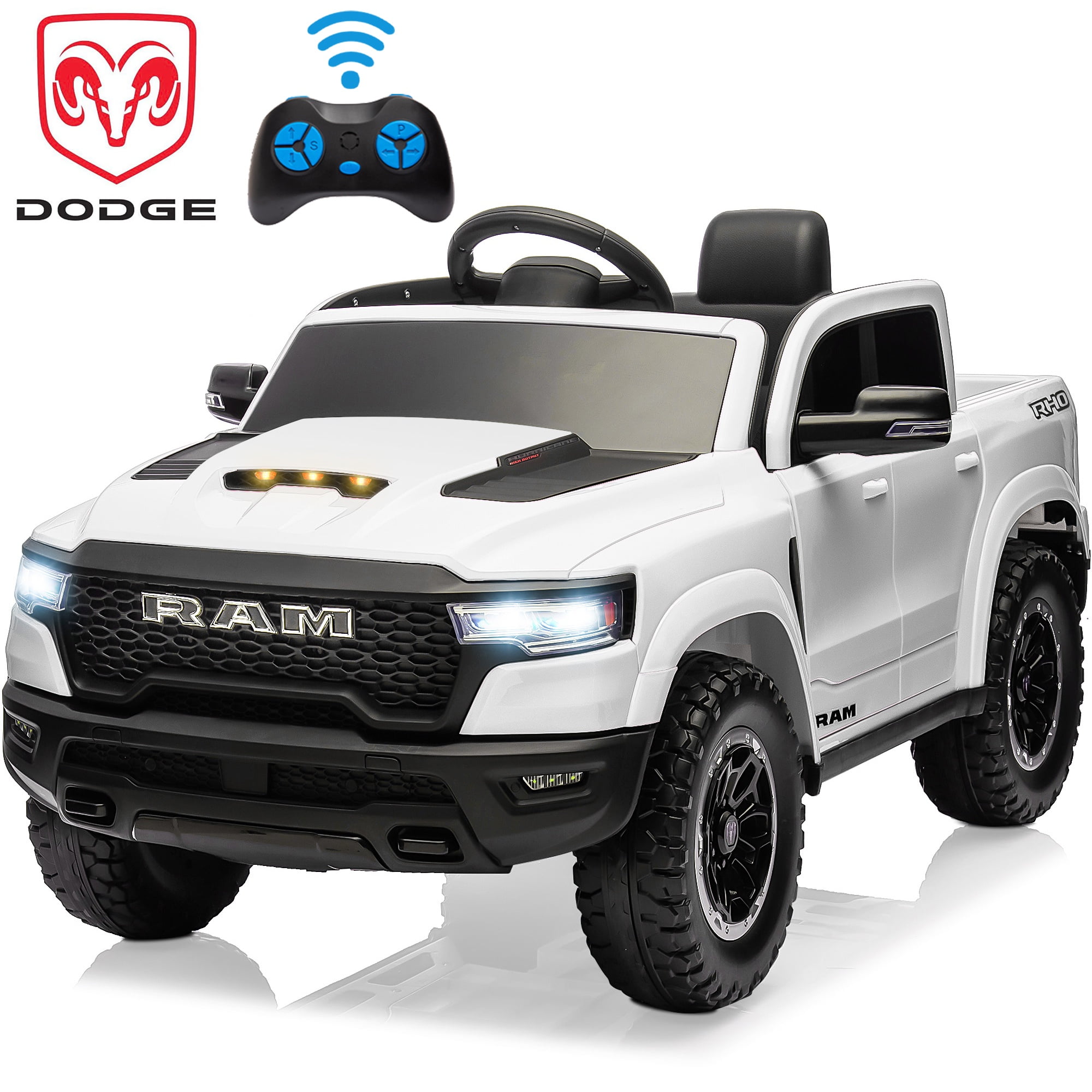 iRerts RAM 1500 Licensed 12V Ride on Car, Remote Control, LED Lights ...