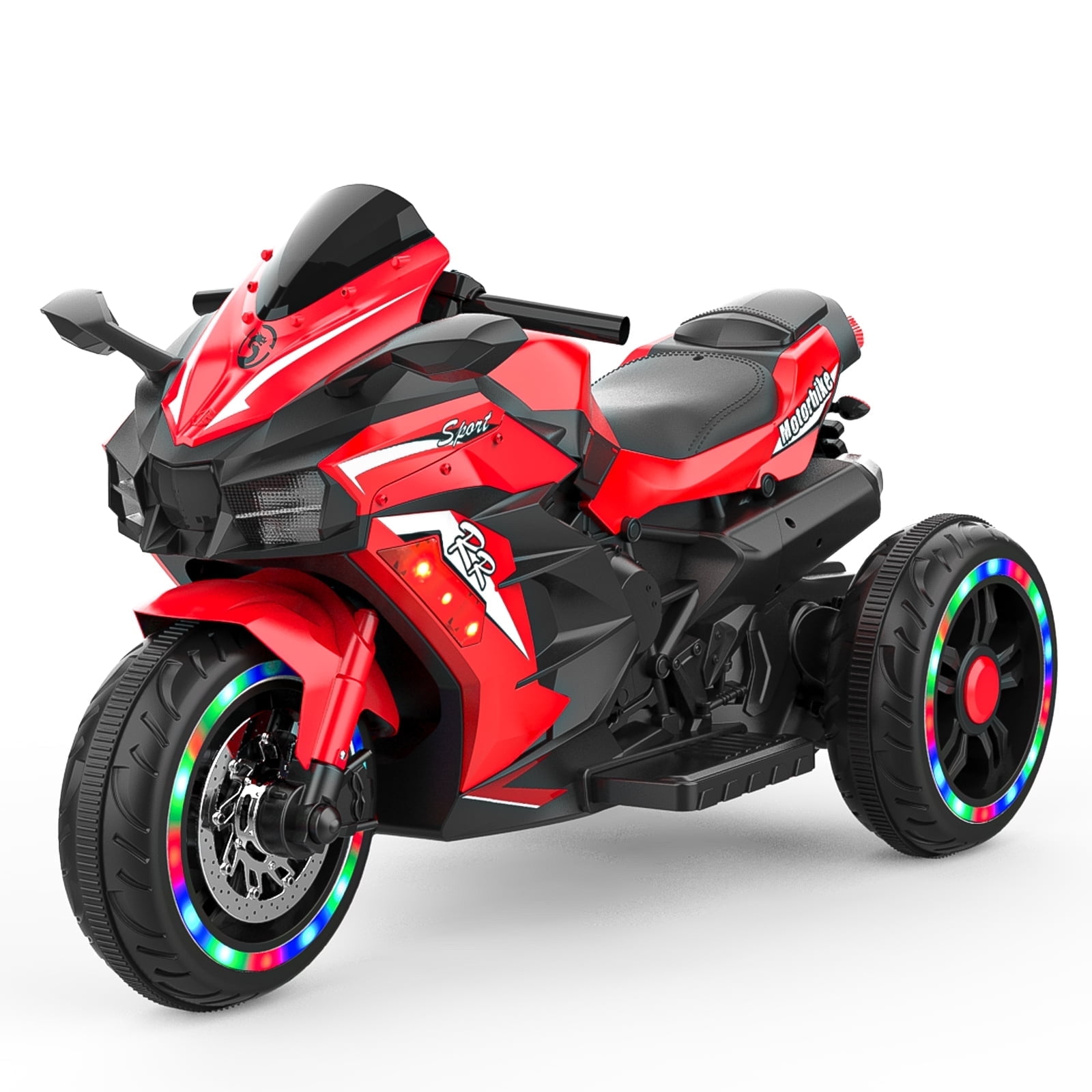 12V Ride On Motorcycle for Kids, Battery Powered Electric 3 Wheels Motorbike with LED Light ...