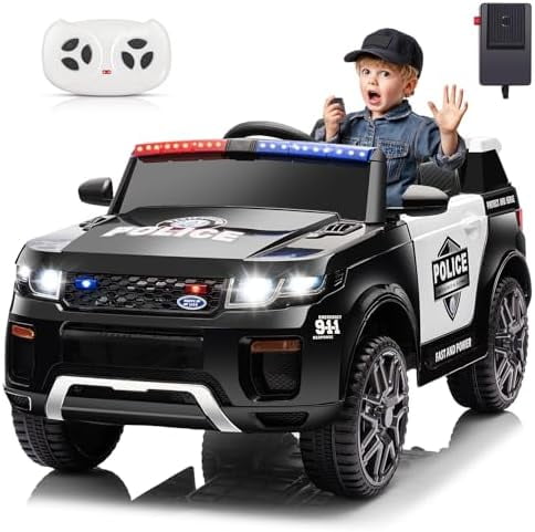 12V Ride on Police Car for Kids 4-8, 12V Electric Car for Kids with ...