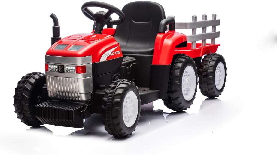 12V Ride On Tractor with Trailer Kids Electric Vehicles Toys Kids Ride ...